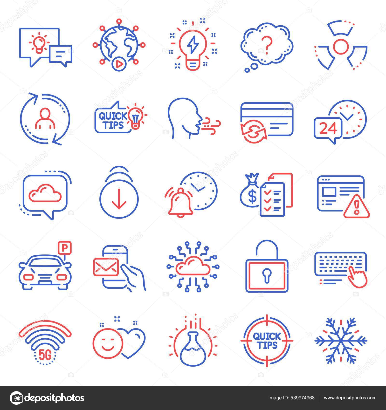 Technology Icons Set Included Icon 24H Service User Info Chemistry Stock Vector Image by ...