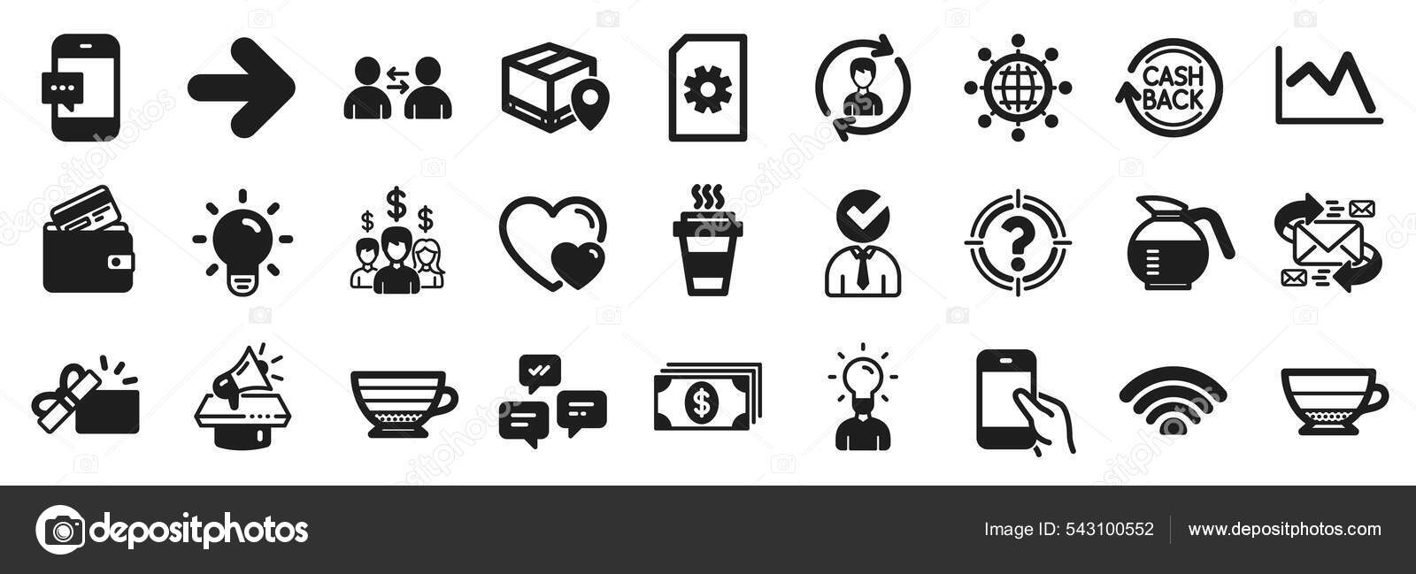 Set Simple Icons Americano Communication Next Icons Hearts Chat ...