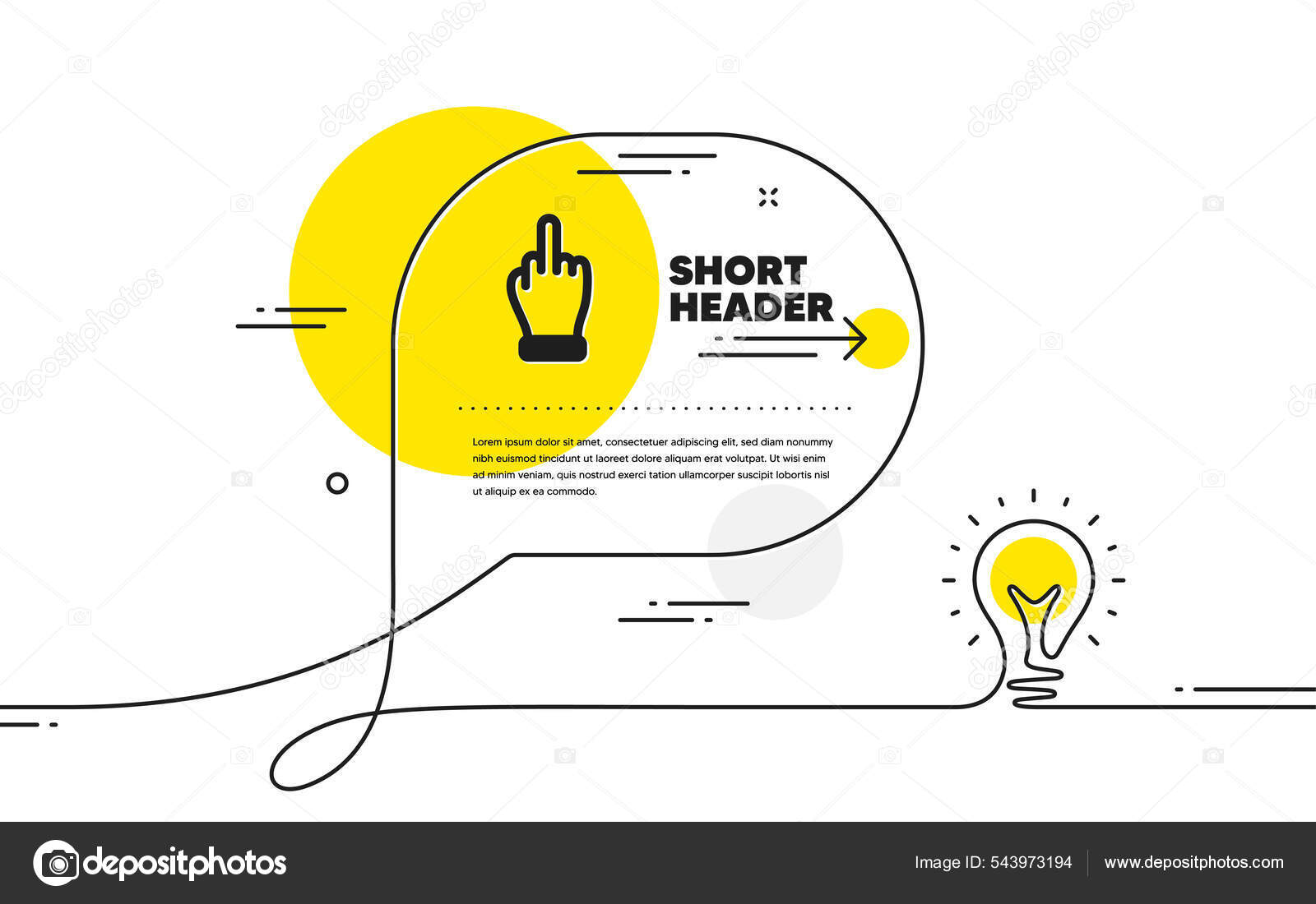 Middle Finger Hand Icon Continuous Line Idea Chat Bubble Banner Stock ...