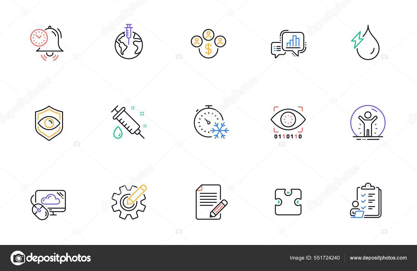Graph Chart Cloud Computing Freezing Timer Line Icons Website Printing Stock Vector by ...