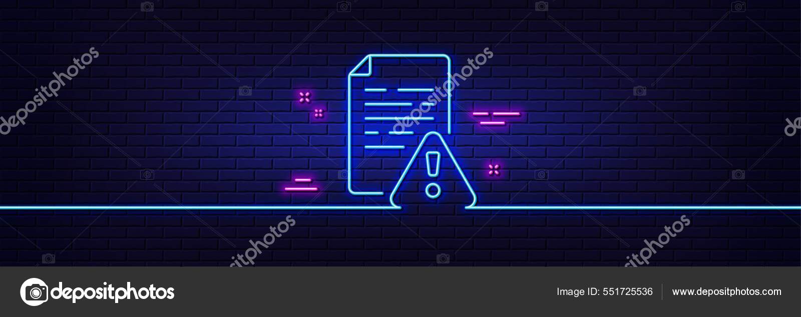 Neon Light Glow Effect Instruction Manual Line Icon Warning File Stock Vector Image by ...
