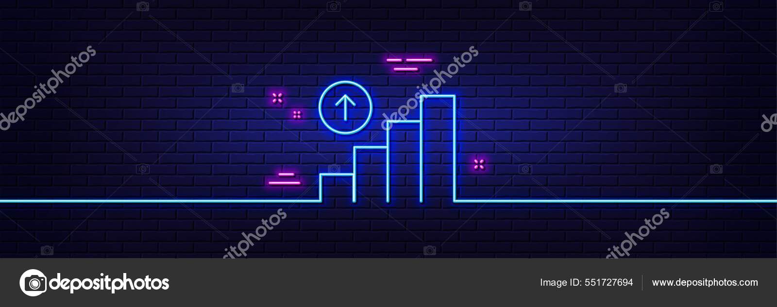 Neon Light Glow Effect Graph Line Icon Column Chart Sign Stock Vector ...