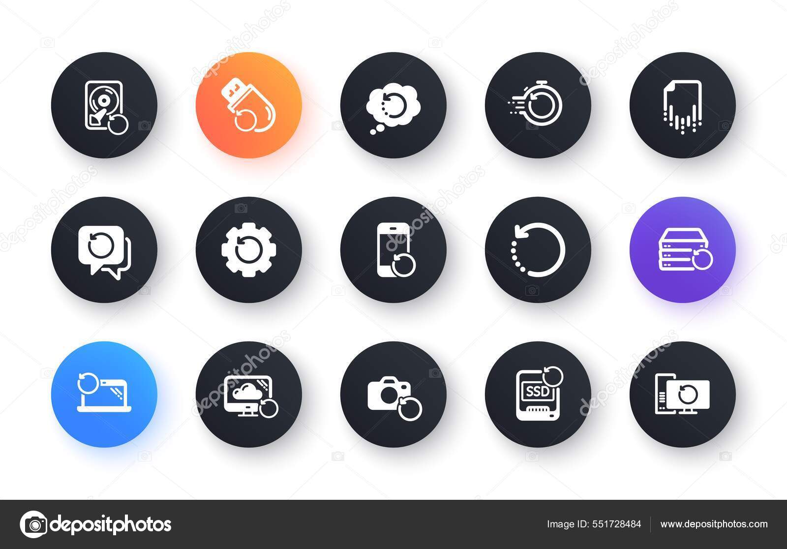 Recovery Icons Backup Restore Data Recover File Laptop Renew Drive ...