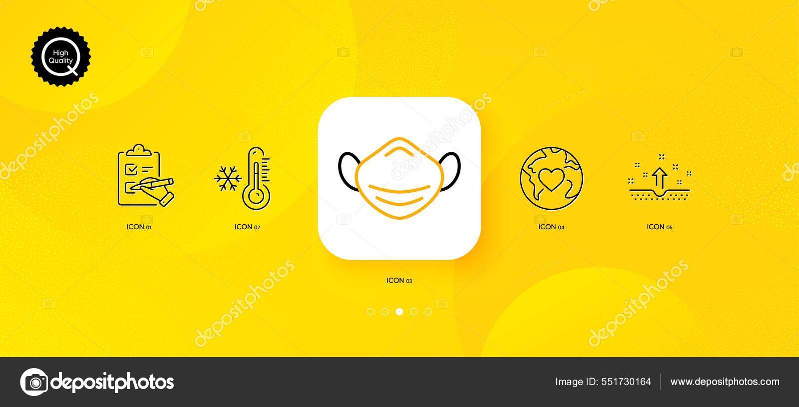 Low Thermometer Checklist Clean Skin Minimal Line Icons Yellow Abstract Stock Vector Image by ...