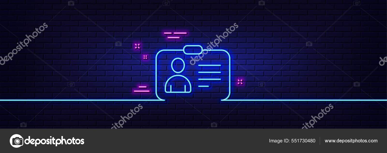 Neon Light Glow Effect Card Line Icon User Profile Sign Stock Vector by ...