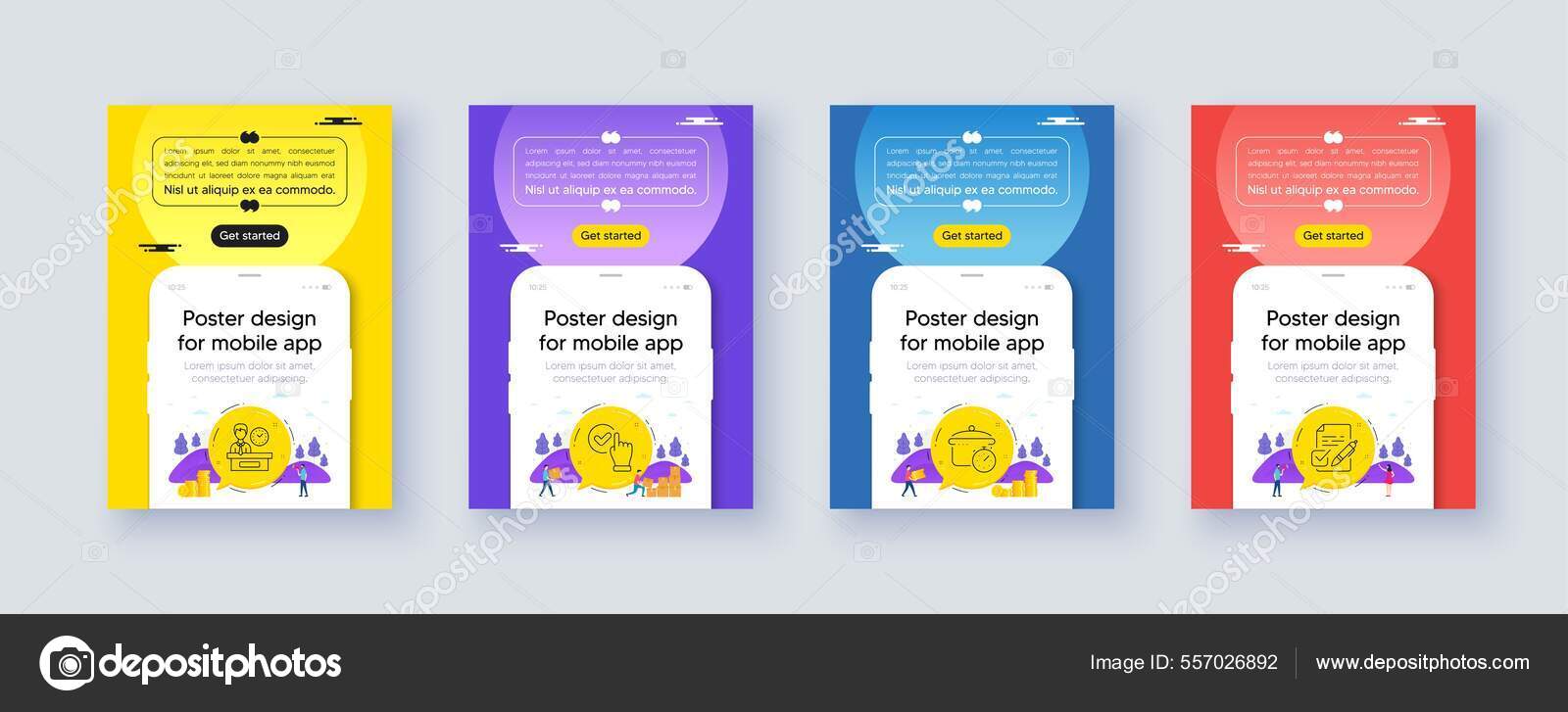 Simple Set Checkbox Boiling Pan Presentation Time Line Icons Poster Stock Vector Image by ...