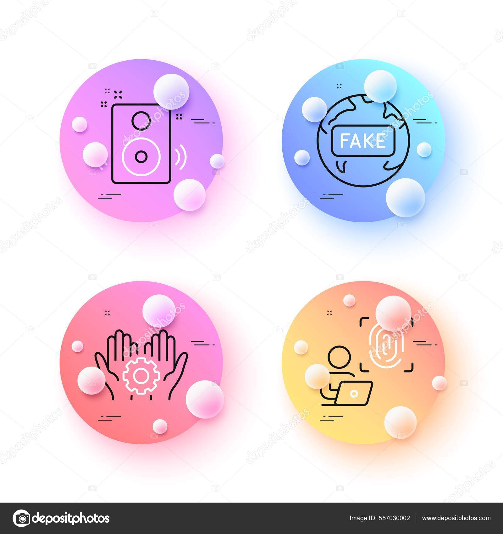 Computer Fingerprint Fake News Employee Hand Minimal Line Icons Spheres Stock Vector by ...