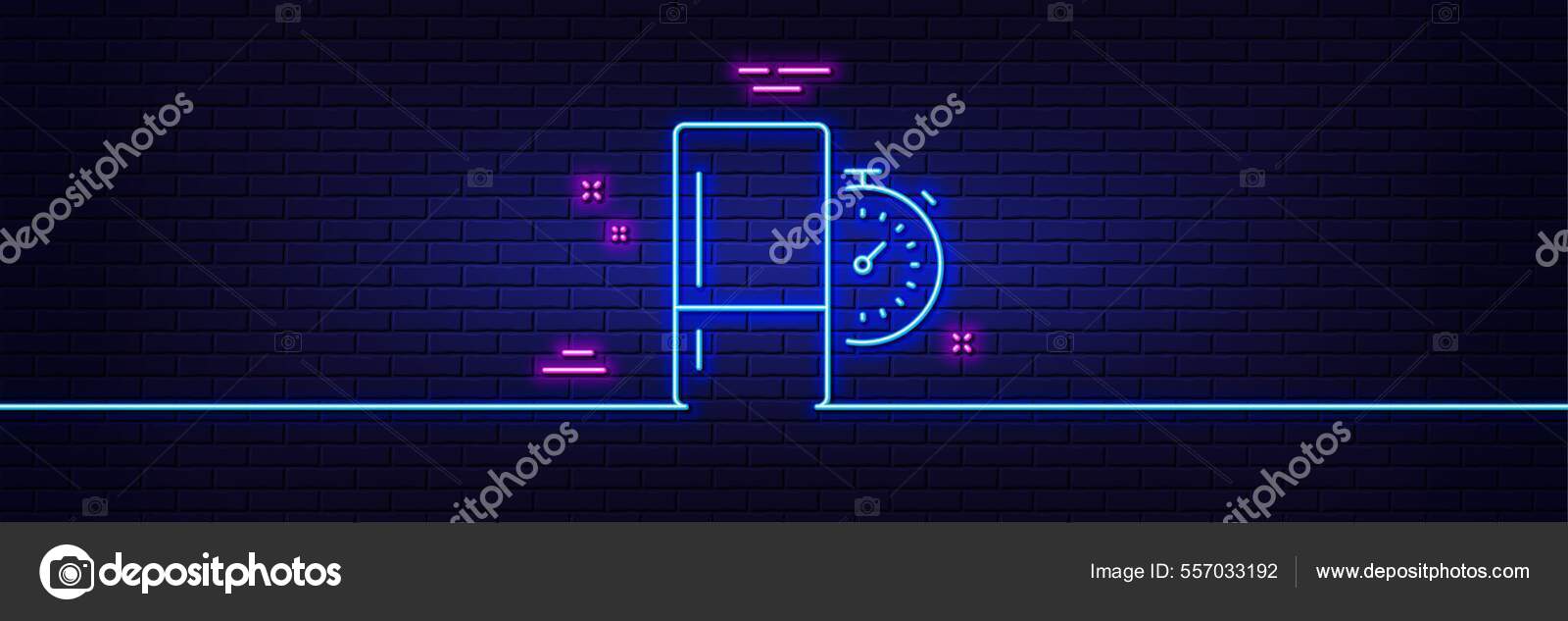 Neon Light Glow Effect Refrigerator Timer Line Icon Fridge Time Stock ...