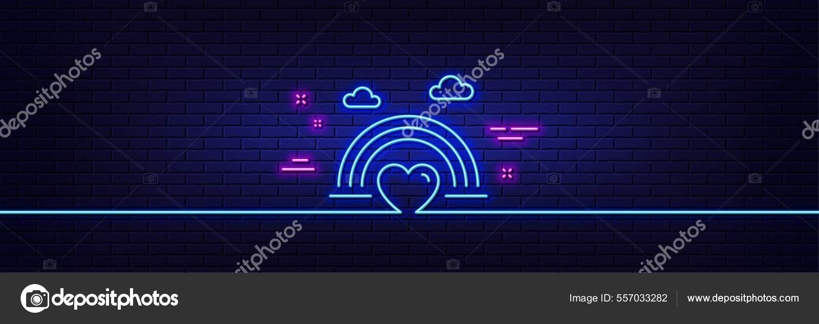 Neon Light Glow Effect Lgbt Line Icon Pride Rainbow Heart Stock Vector ...