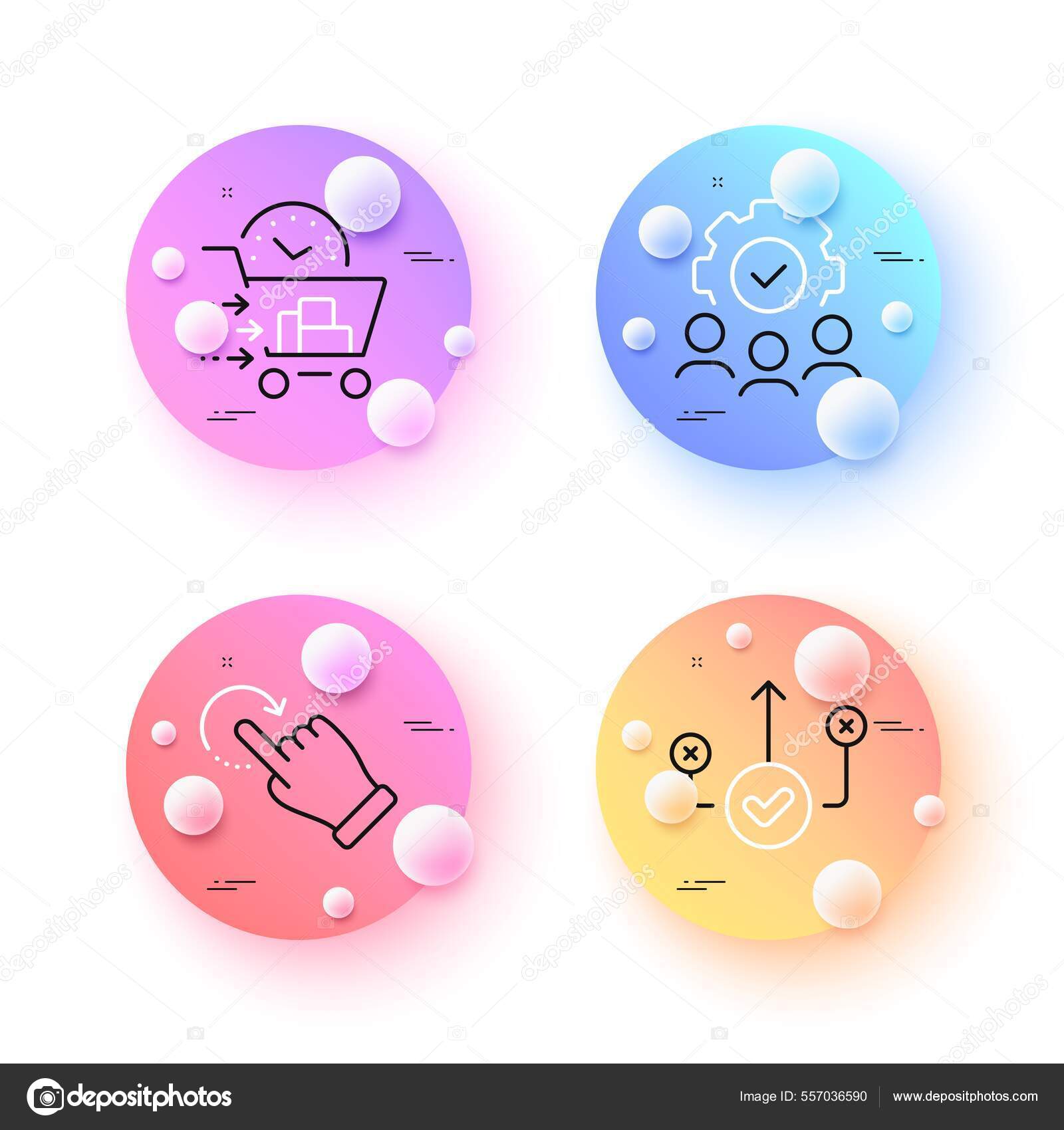 Rotation Gesture Correct Way Teamwork Minimal Line Icons Spheres Balls Stock Vector by ...