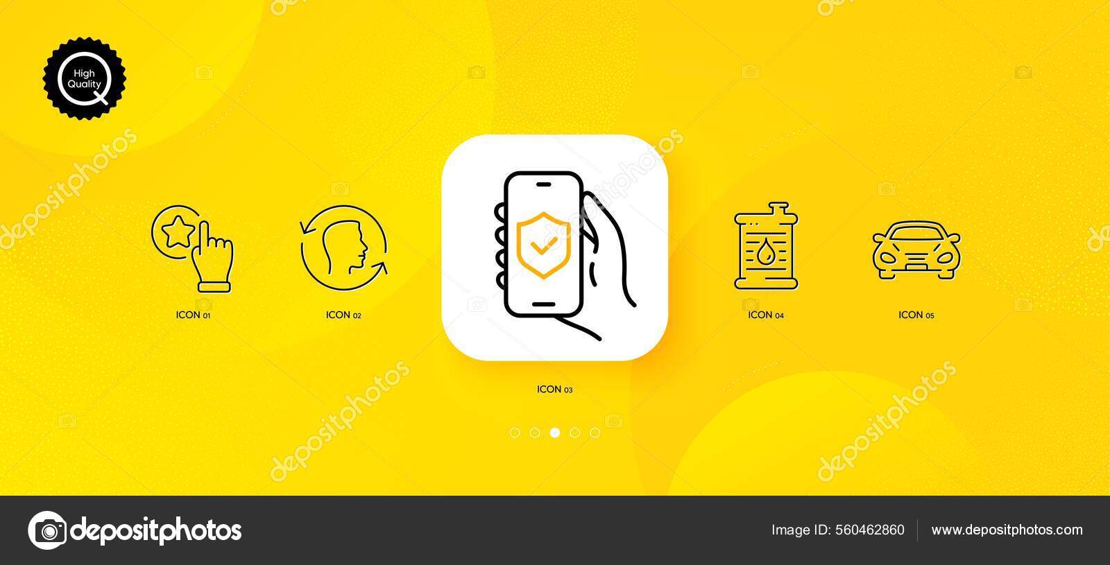 Car Rate Button Face Minimal Line Icons Yellow Abstract Background ...