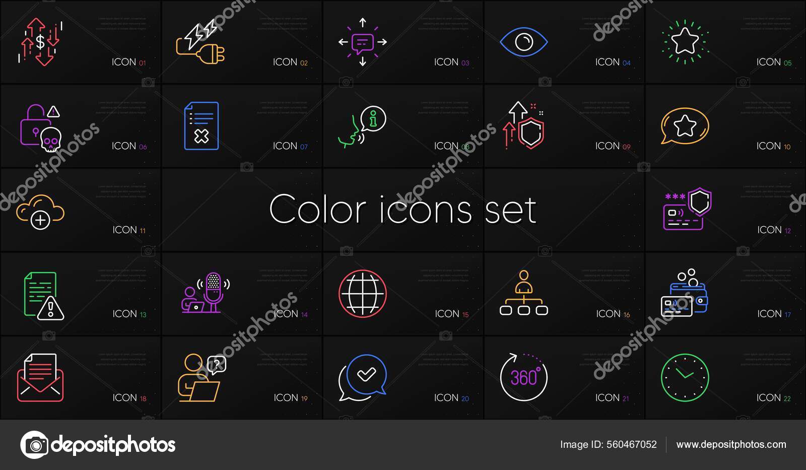 Set Cloud Computing Reject File Dollar Rate Line Icons Include Stock Vector by ©Blankstock 560467052