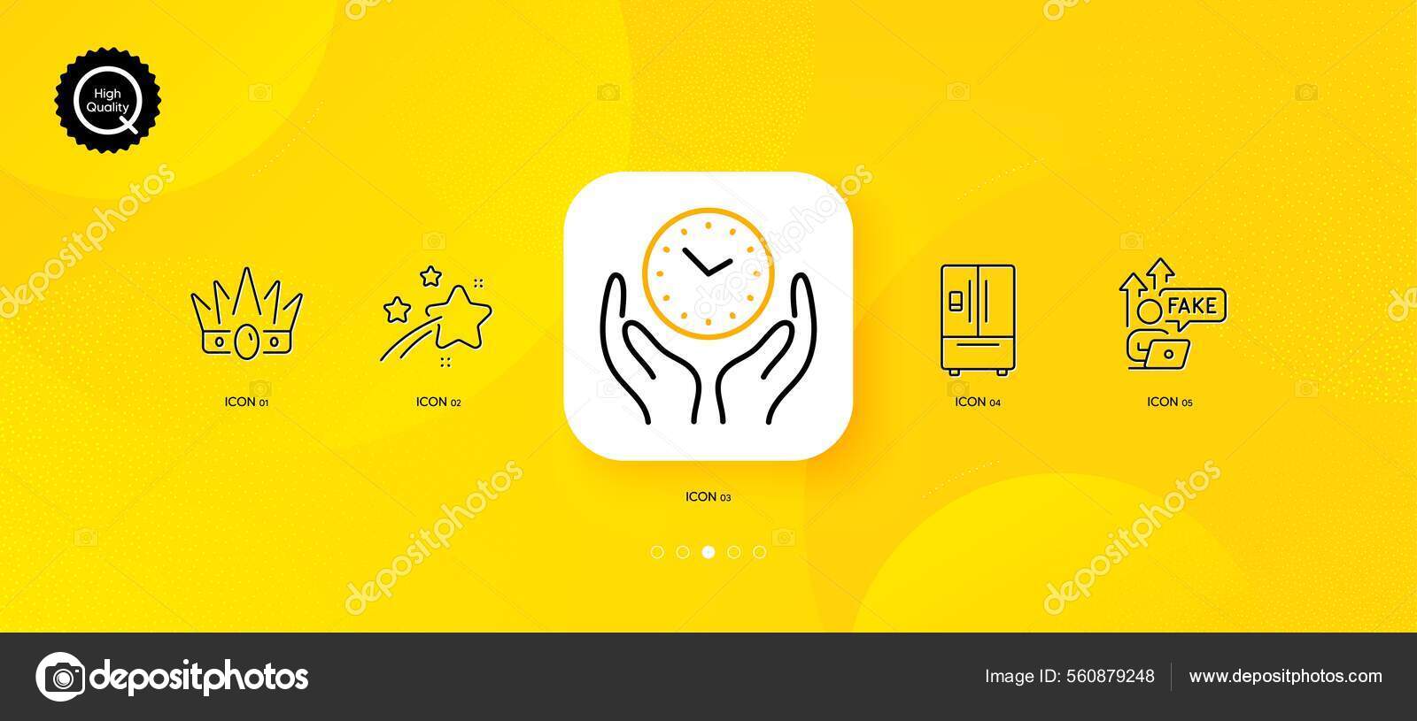 Falling Star Crown Fake Internet Minimal Line Icons Yellow Abstract ...