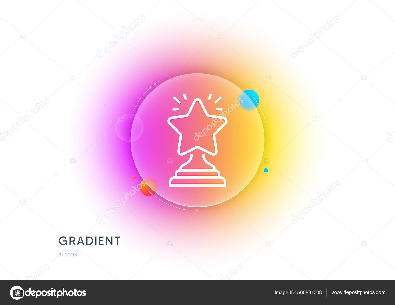 Rank Star Line Icon Gradient Blur Button Glassmorphism Success Reward ...