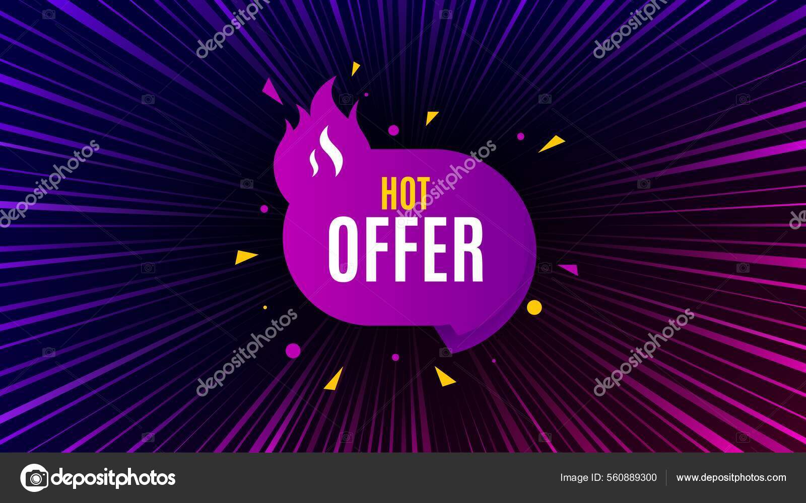 Sunburst Ray Beam Banner Hot Offer Banner Discount Sticker Shape Stock ...