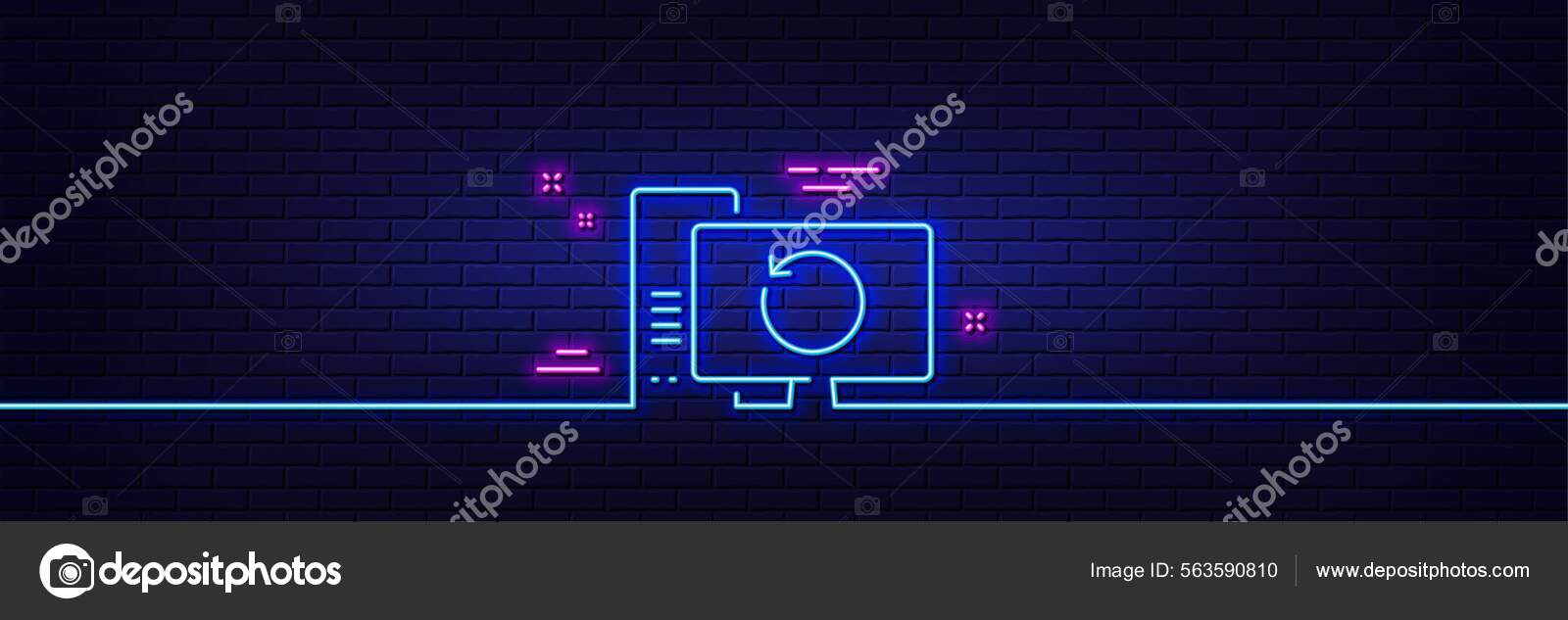 Neon Light Glow Effect Recovery Computer Line Icon Backup Data Stock ...