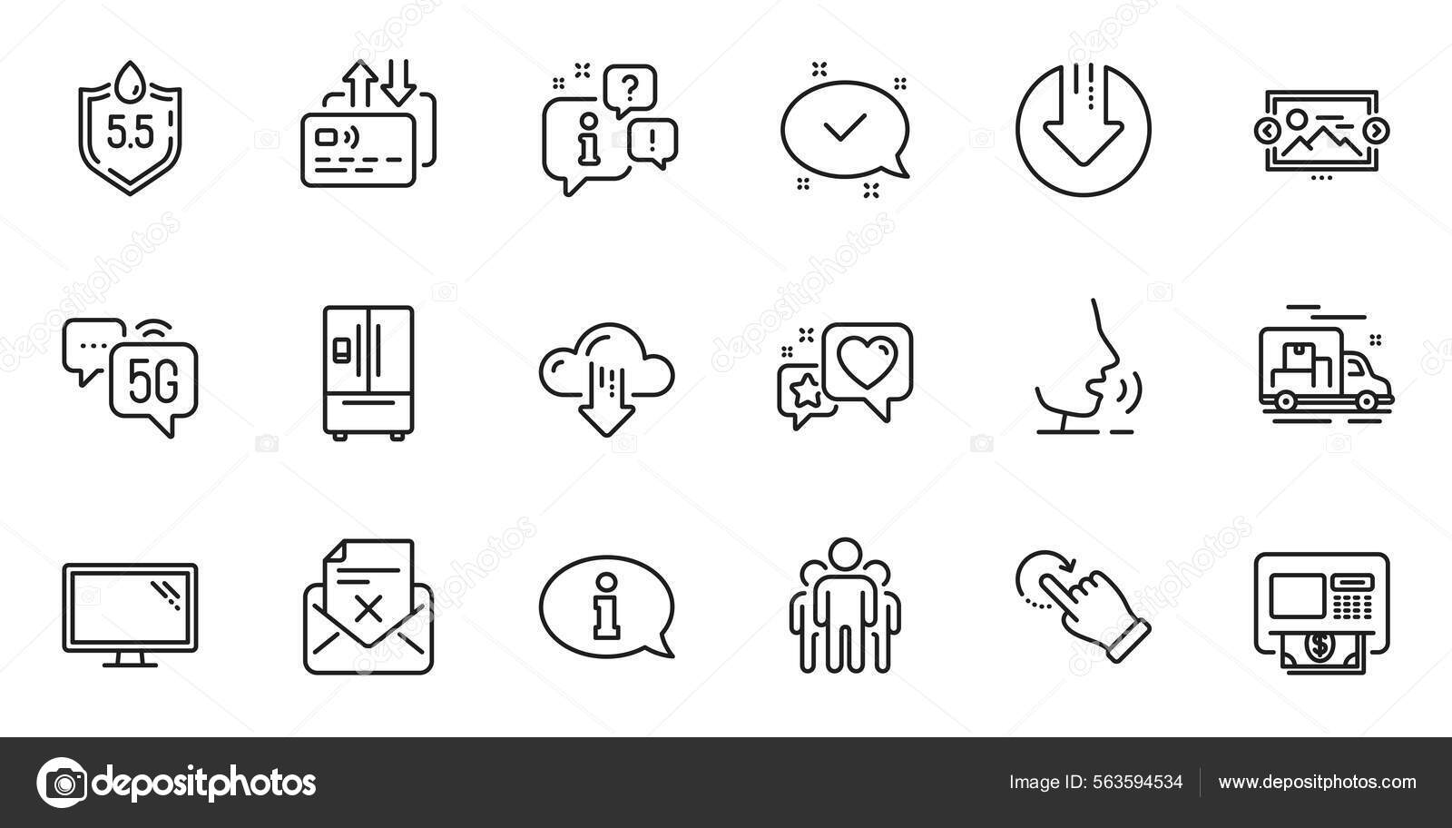 Outline Set Image Carousel Download Arrow Heart Line Icons Web Stock Vector Image by ©Blankstock ...