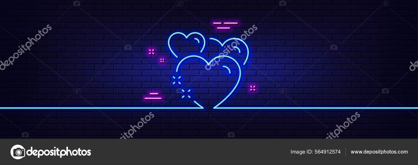 Neon Light Glow Effect Heart Line Icon Love Emotion Sign Stock Vector ...