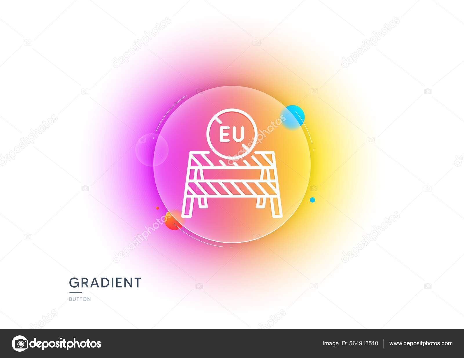 Close Borders Line Icon Gradient Blur Button Glassmorphism Coronavirus ...