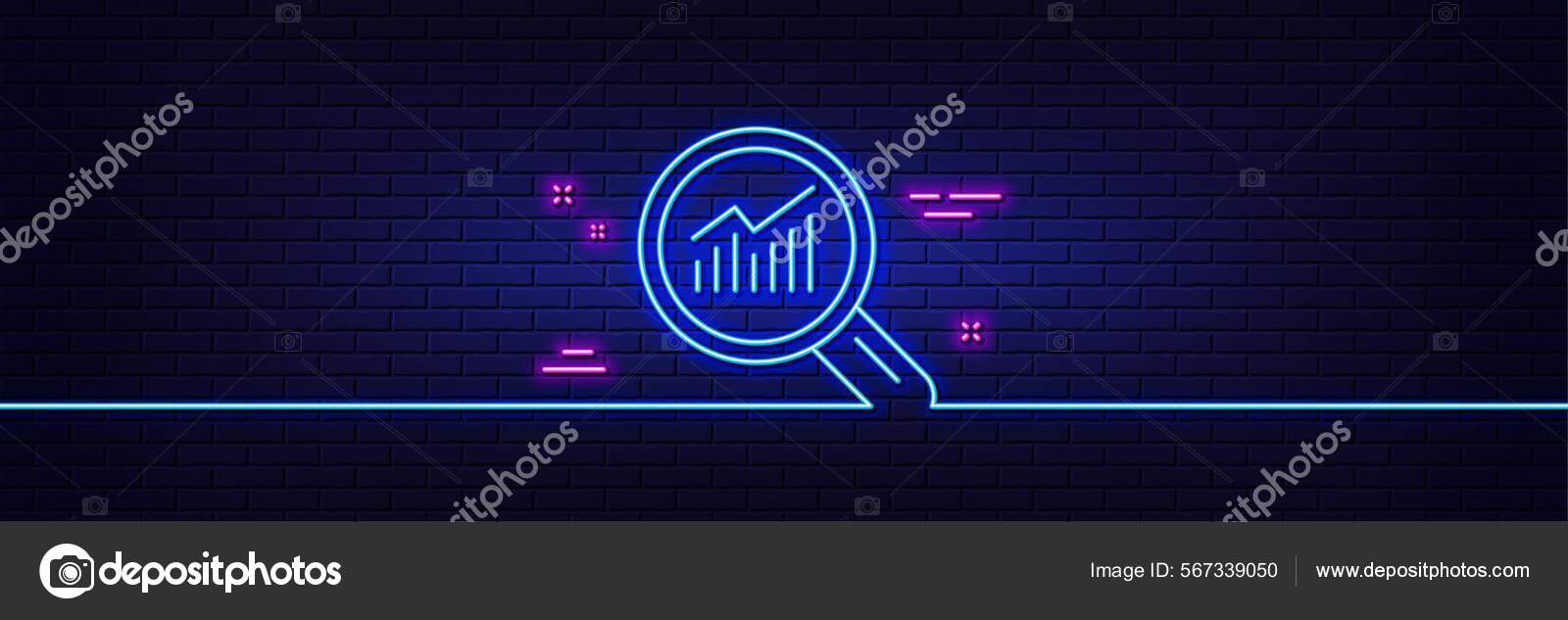 Neon Light Glow Effect Chart Line Icon Report Graph Sales Stock Vector ...