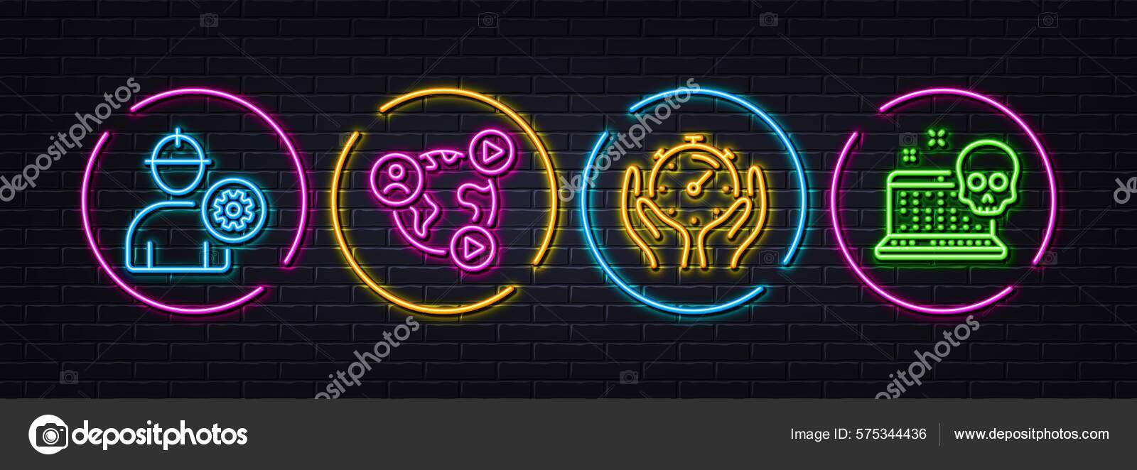 Engineer Timer Video Conference Minimal Line Icons Neon Laser Lights Stock Vector by ©Blankstock ...