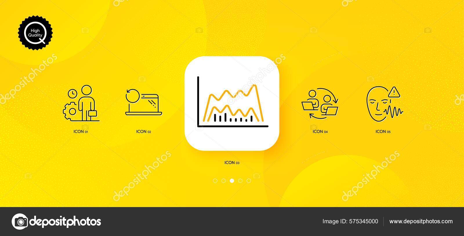 Employee Teamwork Process Trade Chart Minimal Line Icons Yellow ...