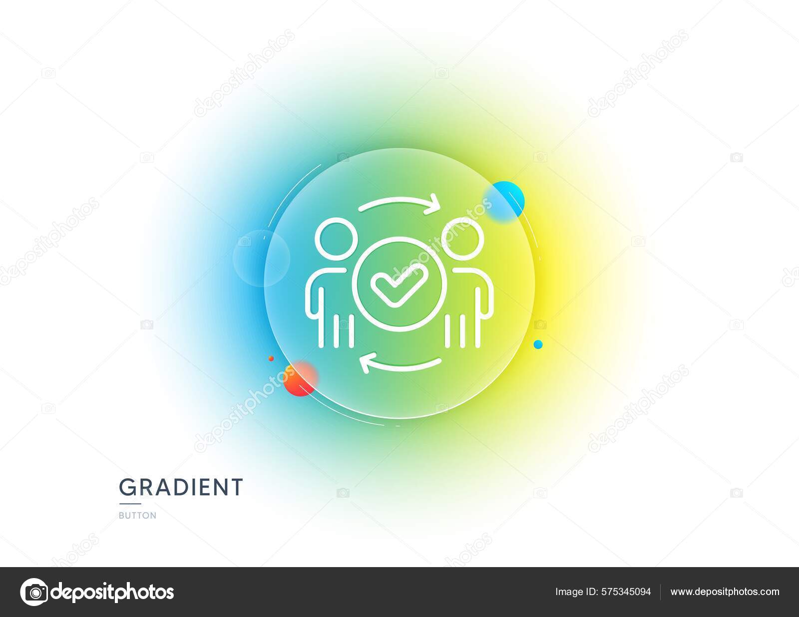 Approved Teamwork Line Icon Gradient Blur Button Glassmorphism Accepted ...