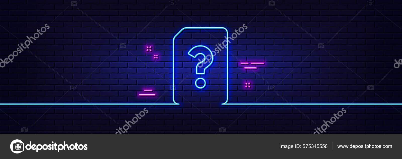 Neon Light Glow Effect Unknown Document Line Icon File Question Stock ...