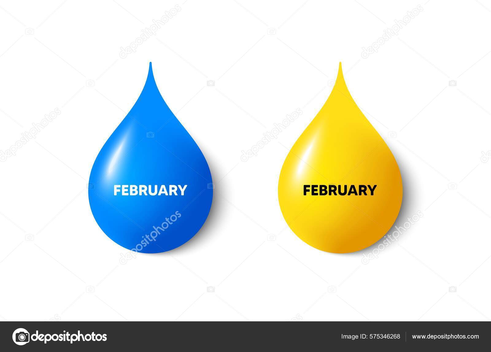 Paint Drop Icons February Month Icon Event Schedule Feb Date Stock ...