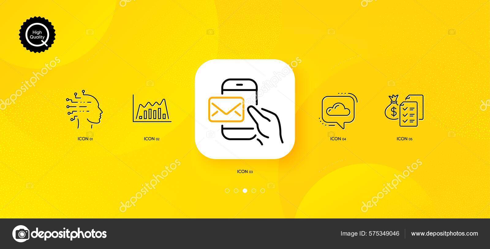 Artificial Intelligence Infographic Graph Messenger Mail Minimal Line Icons Yellow Stock Vector ...