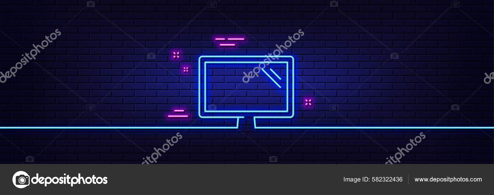 Neon Light Glow Effect Monitor Line Icon Computer Component Device Stock Vector by ©Blankstock ...