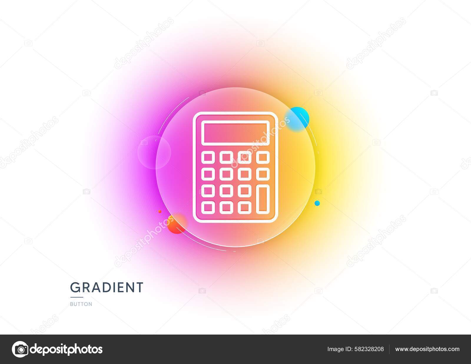 Calculator Line Icon Gradient Blur Button Glassmorphism Accounting Sign Calculate Stock Vector ...
