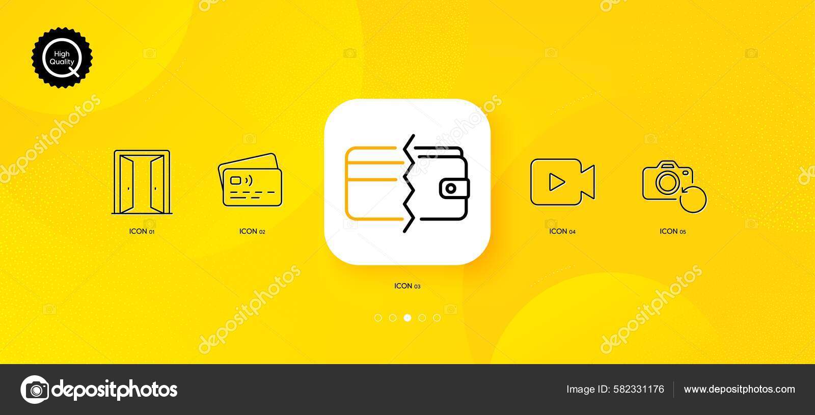Open Door Payment Methods Recovery Photo Minimal Line Icons Yellow ...