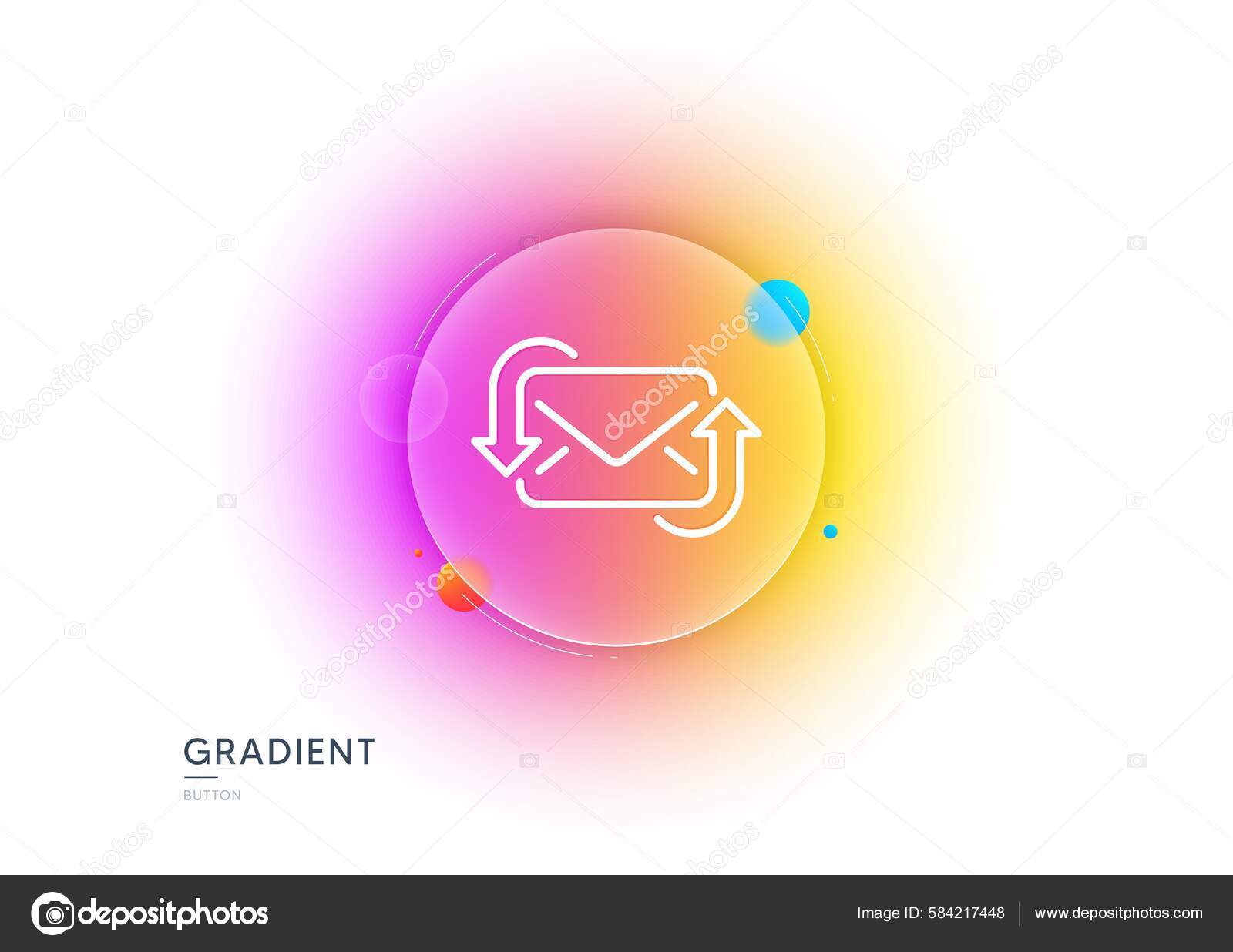 Refresh Mail Line Icon Gradient Blur Button Glassmorphism New Messages Stock Vector by ...