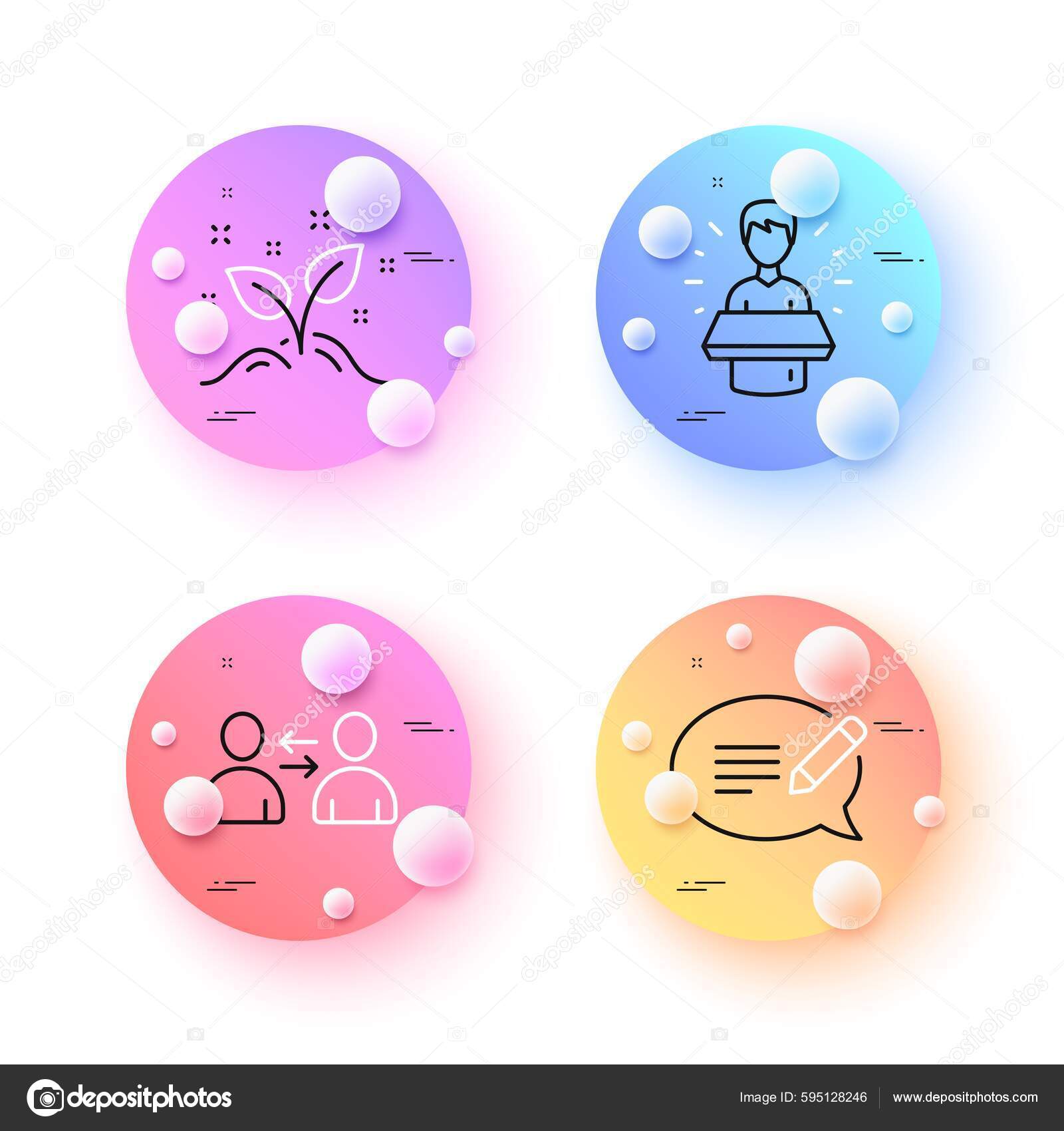 Startup Concept Communication Message Minimal Line Icons Spheres Balls ...