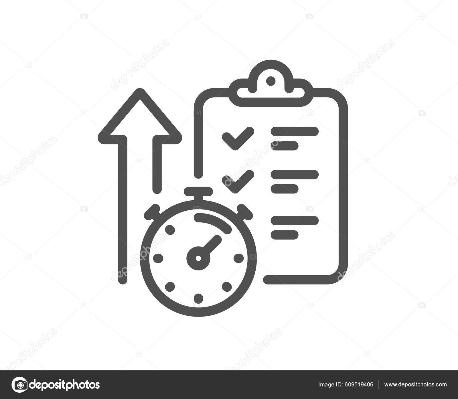 Timer Line Icon Stopwatch Time Results Sign Report Checklist Countdown ...