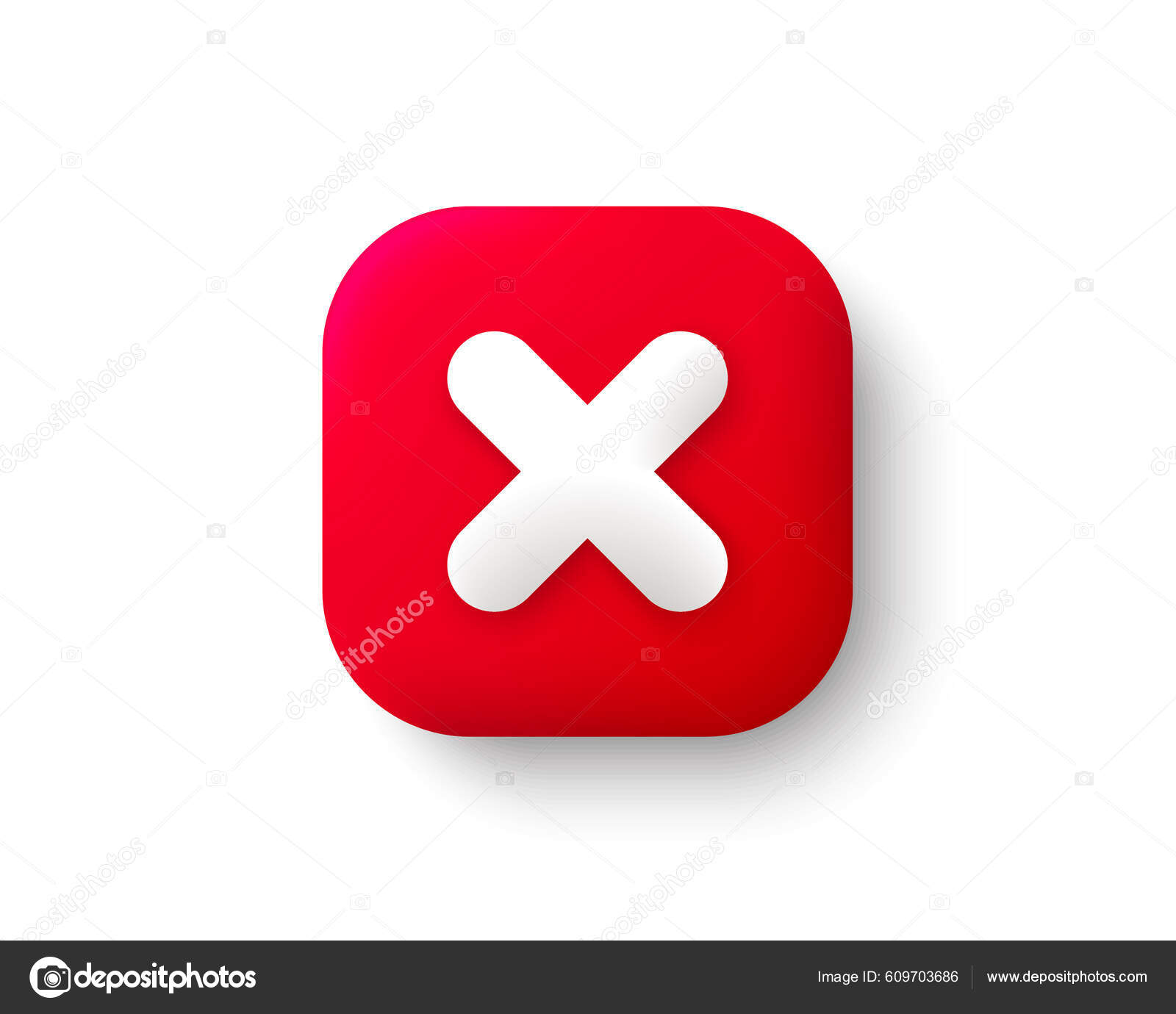 删除红色3D图标 删除符号 关闭符号 错误并拒绝按钮 没有或拒绝图标孤立的白色背景 取消移动应用程序3D按钮 拒绝复选框元素 图库矢量图©Blankstock 609703686