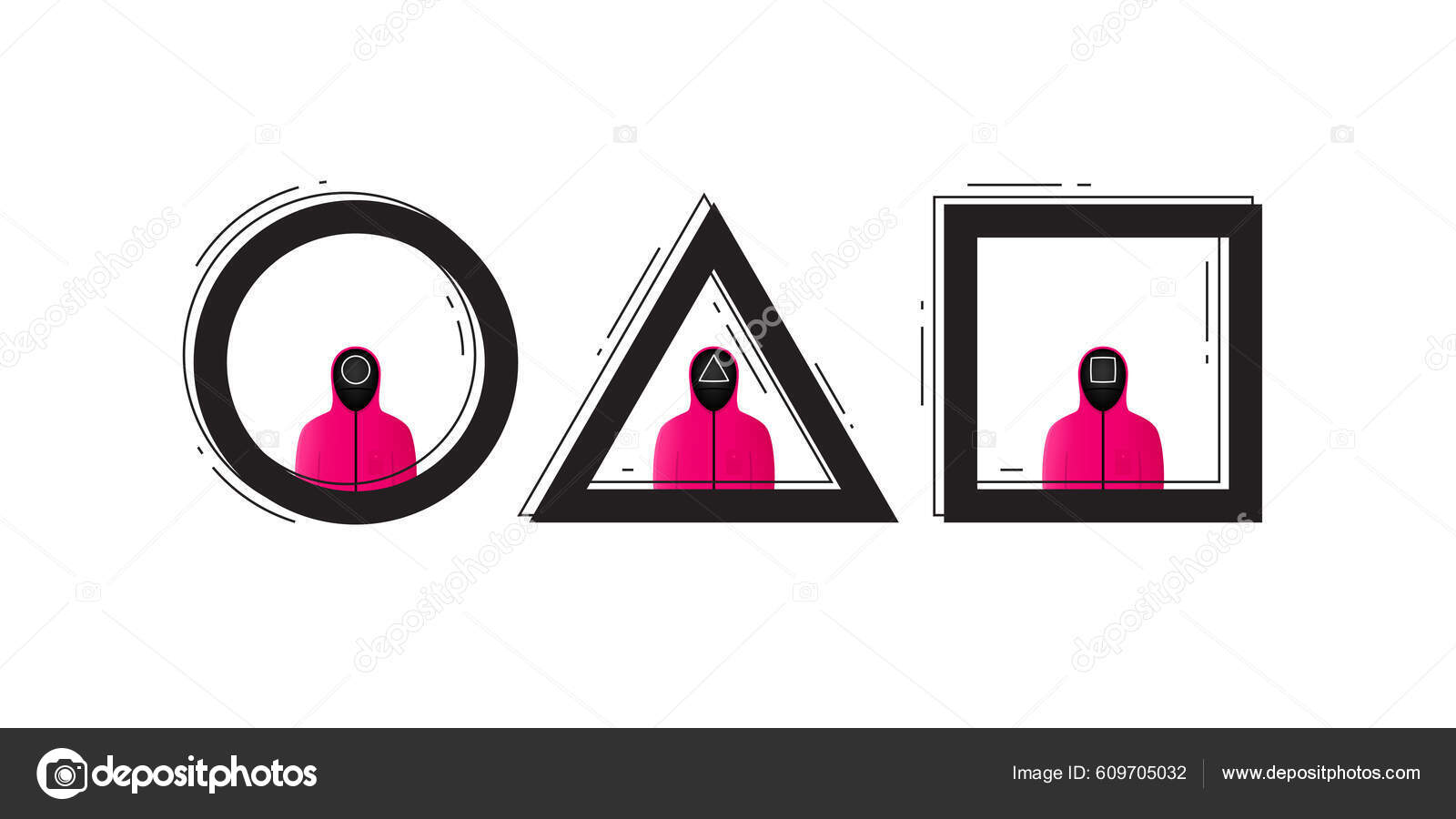 Squid Game Logo Design Circle Triangle Square Geometric Shapes People ...