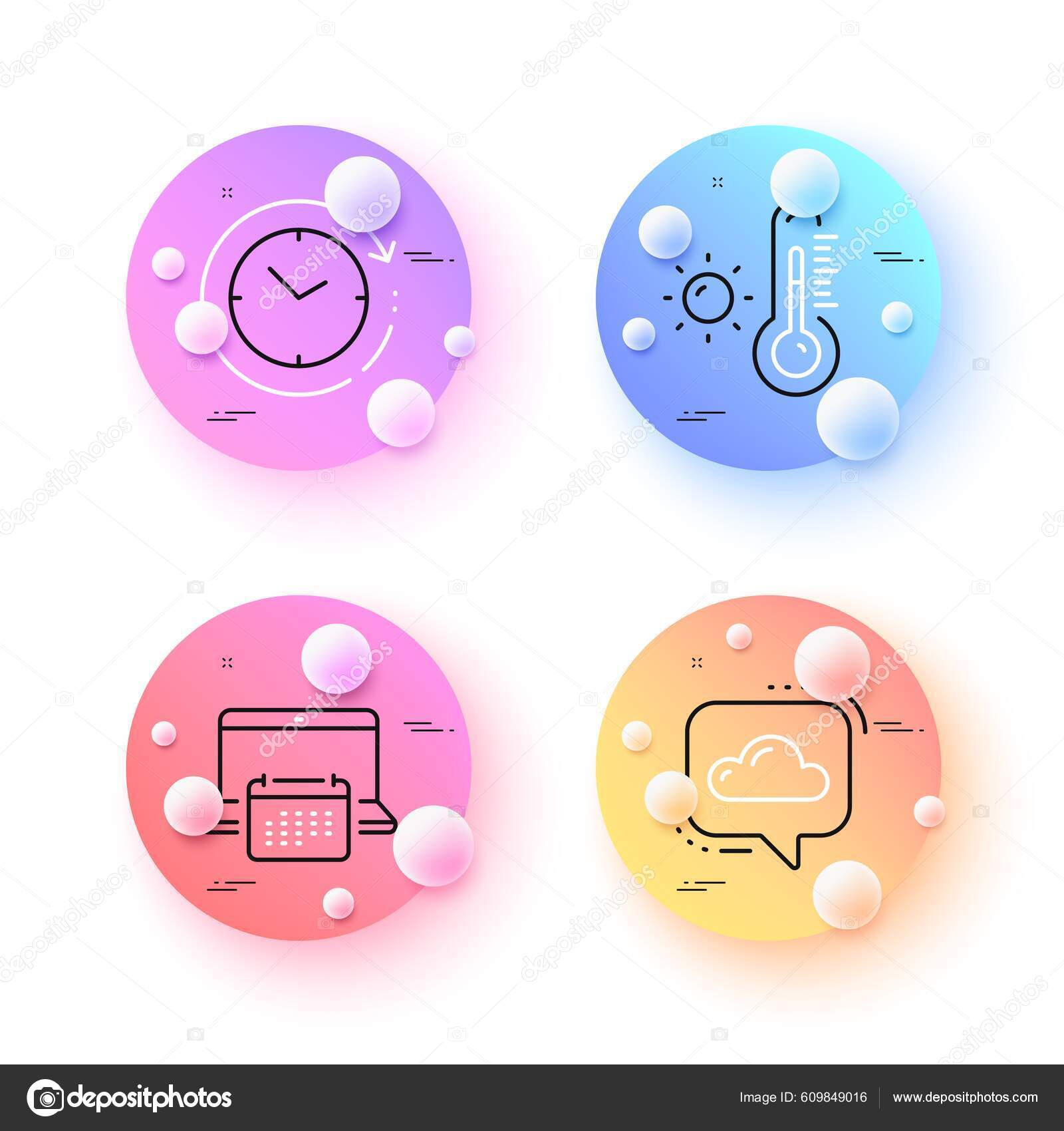 Weather Thermometer Time Change Cloud Communication Minimal Line Icons ...
