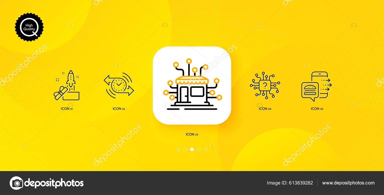 Artificial Intelligence Food Order Innovation Minimal Line Icons Yellow ...