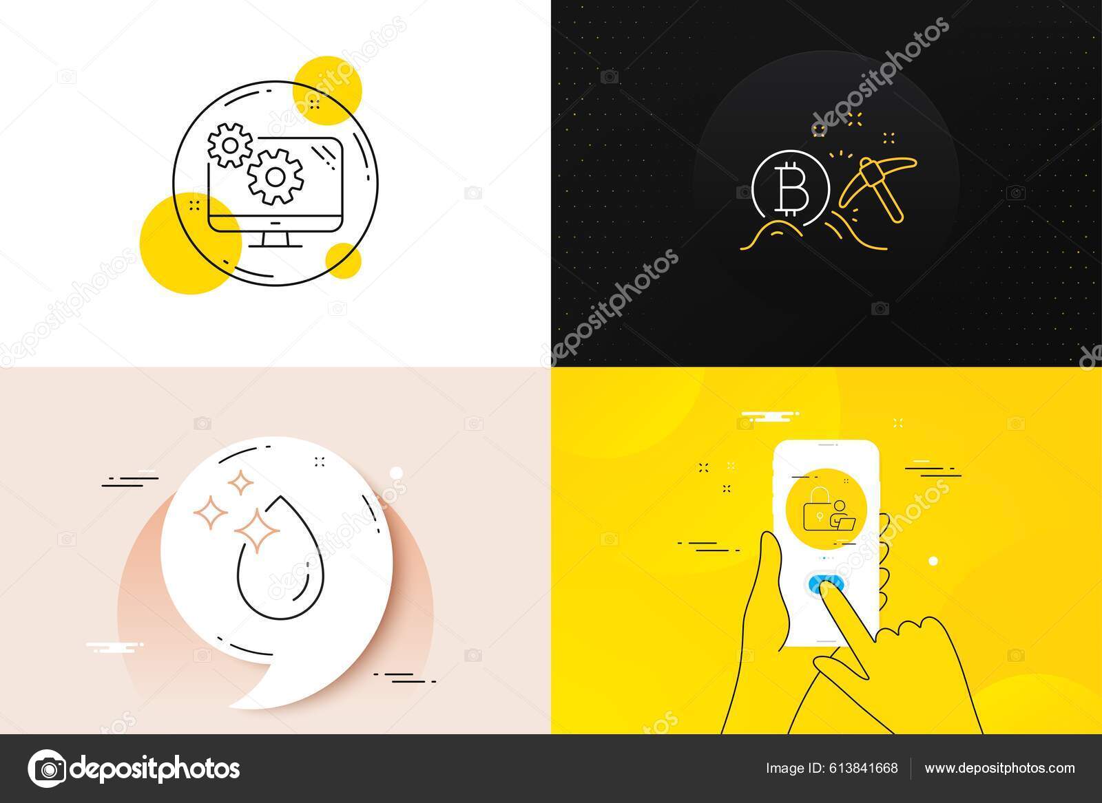 Minimal Set Water Drop Settings Lock Line Icons Phone Screen Stock Vector Image by ©Blankstock ...