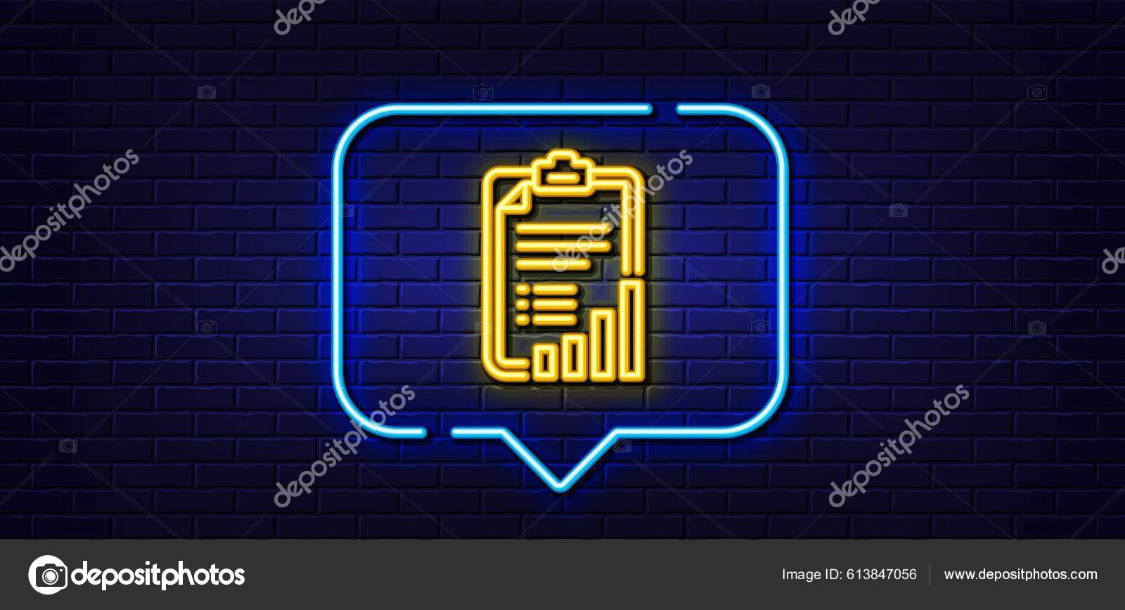 Neon Light Speech Bubble Checklist Line Icon Graph Chart Sign Stock Vector by ©Blankstock 613847056