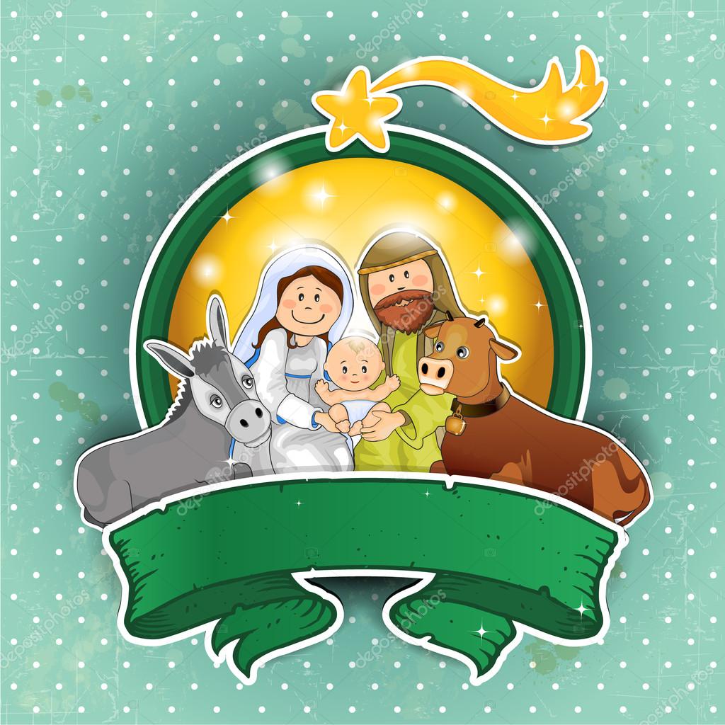 Nativity scene icon turquoise ground — Stock Vector © iostephy #17410097