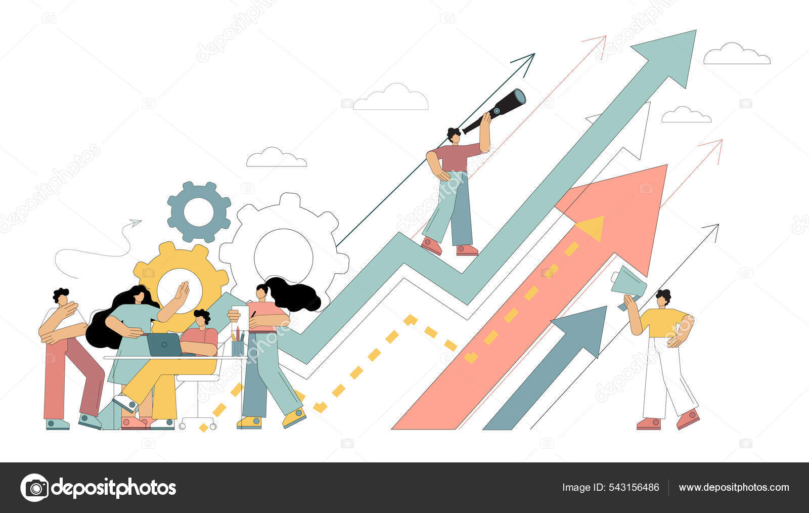 Looking Future Plans Success Scenes Tiny People Looking Chances Grow ...