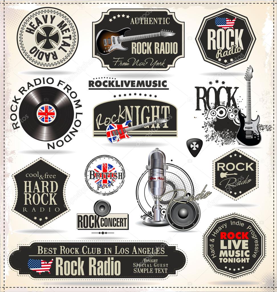 Rock music badges and labels Stock Vector Image by ©totallyout #26838277
