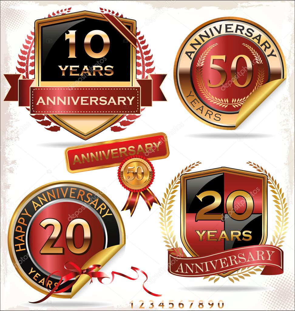 Anniversary sign collection, retro design Stock Vector Image by ...