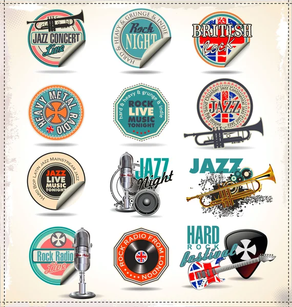 Music labels and badges — Stock Vector © totallyout #26871139