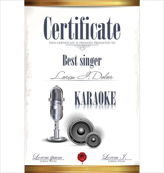 Karaoke certificate template, best singer ⬇ Vector Image by ...
