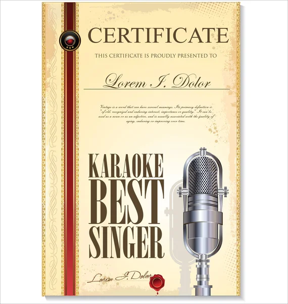 Karaoke certificate template, best singer ⬇ Vector Image by ...