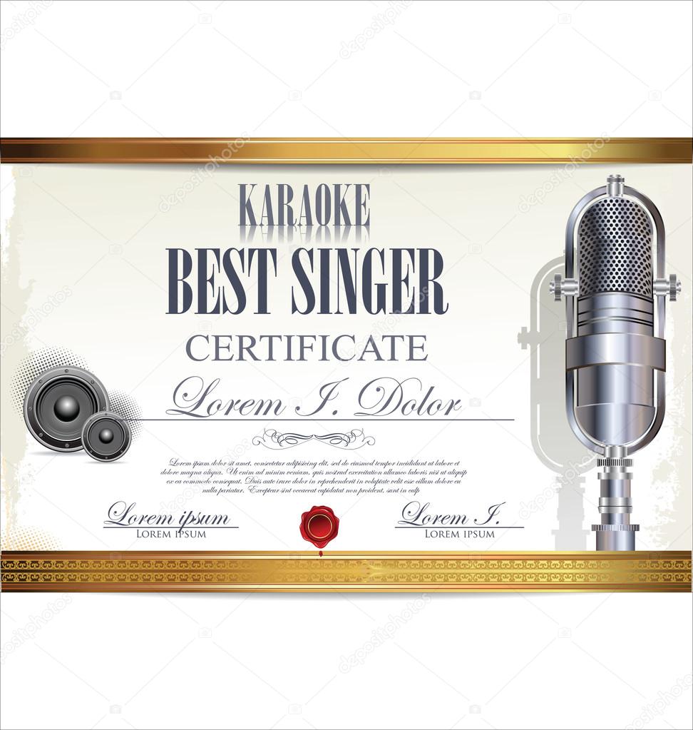 Karaoke certificate template, best singer ⬇ Vector Image by ...